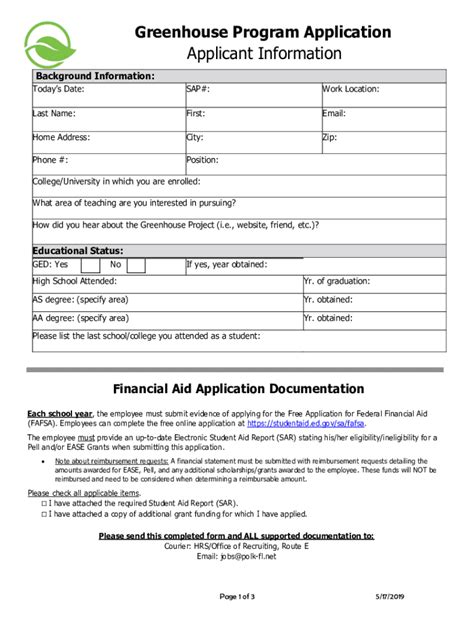 fillable online greenhouse program application fax email print pdffiller
