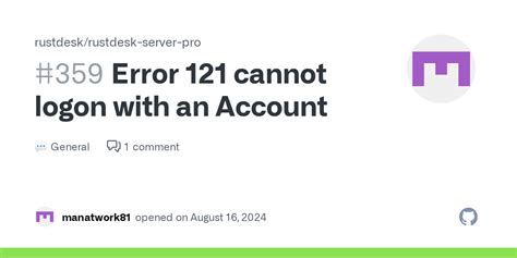 Error 121 Cannot Logon With An Account · Rustdesk Rustdesk Server Pro