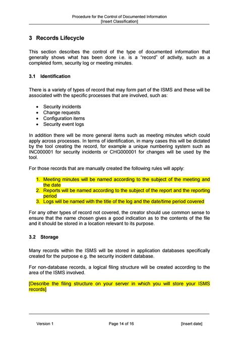 Isms Doc 07 3 Procedure For The Control Of Documented Information By