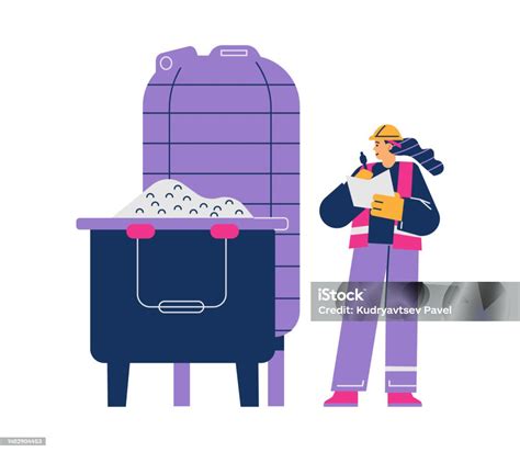 공장 제조 비료의 노동자 플랫 벡터 일러스트 레이 션 격리 공장 산업 건물에 대한 스톡 벡터 아트 및 기타 이미지 공장 산업 건물 광물질 농약 분무기 Istock