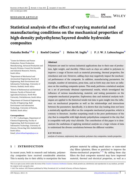 Pdf Statistical Analysis Of The Effect Of Varying Material And