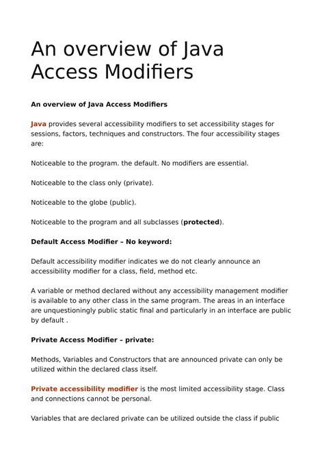Ppt An Overview Of Java Access Modifiers Powerpoint Presentation
