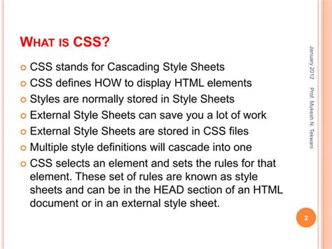 Css Cascading Style Sheets Introduction Ppsx Web Design And Html