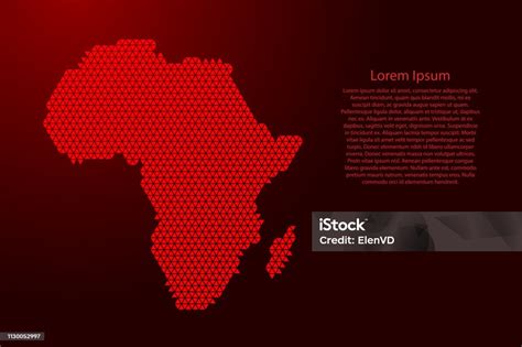 아프리카 지도 개요 배너 포스터 인사말 카드에 대 한 기하학적 패턴 배경과 노드를 반복 하는 빨간 삼각형에서 도식 벡터 일러스트입니다 3차원 형태에 대한 스톡 벡터 아트 및