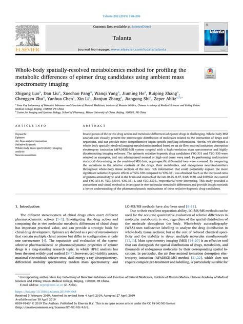 Pdf Whole Body Spatially Resolved Metabolomics Method For Profiling The Metabolic Differences