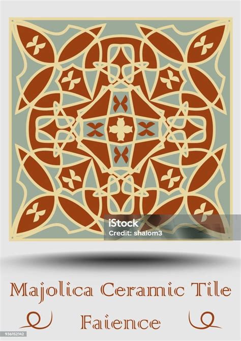 Faience Keramik Ubin Dalam Krem Hijau Zaitun Dan Terakota Merah Majolica Keramik Vintage Produk