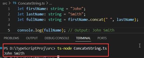 string concatenation in typescript