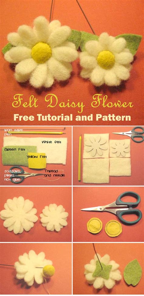 How To Make Felt Flowers Daisy Felt Flower Tutorial Felt Flowers Patterns Felt Flowers Diy