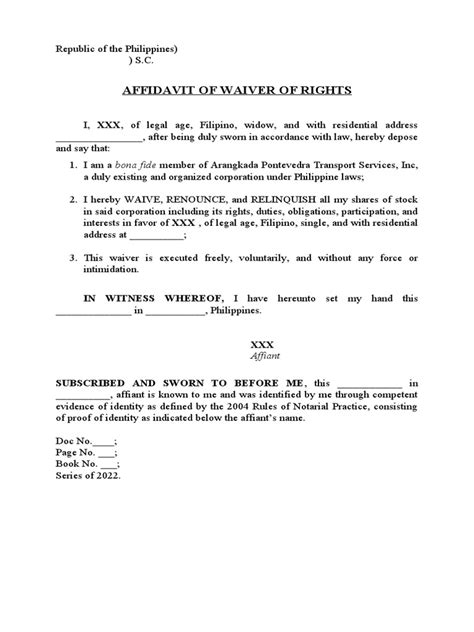 Waiver Of Rights Pdf