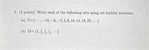 solved 2 2 points write each of the following sets using