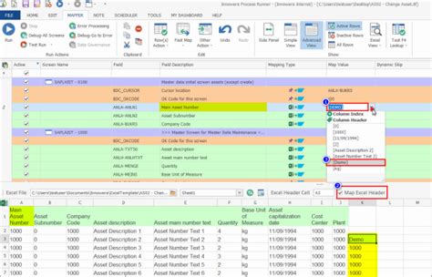 Map Excel Header Process Runner