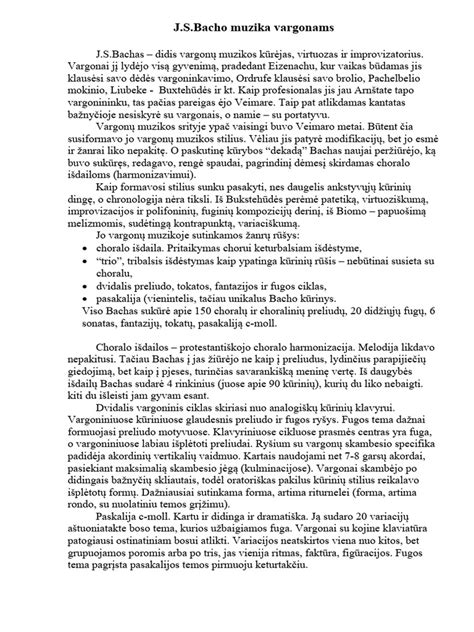 J S Bacho Muzika Vargonams Pdf