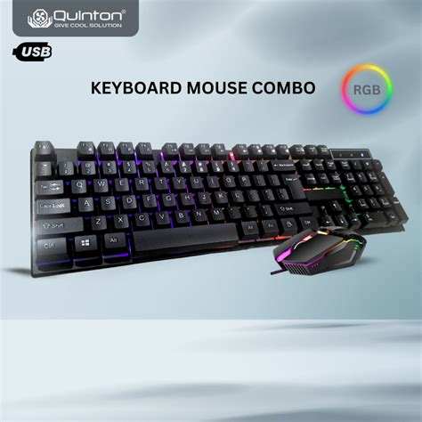 Jual Quinton Keyboard Combo Mouse Gaming Rgb Usb Wired Full Size
