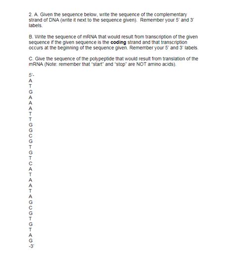 The Sequence Given Below Is One Strand Of DNA A Chegg