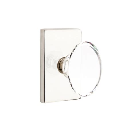 Emtek Privacy Knobset W Modern Rectangular Rosette And Hampton Glass