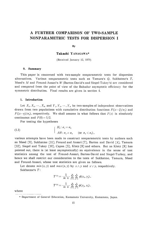 pdf a further comparison of two sample nonparametric tests for