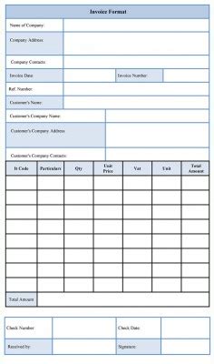 Invoice Format Sample Forms