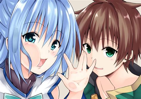 Kazuma Satou And Aqua Konosuba Hd Wallpaper