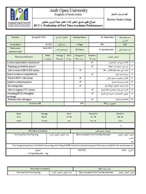 Bbcs Pts Evaluation Mr Najeeb Nasir Acc302 Pdf