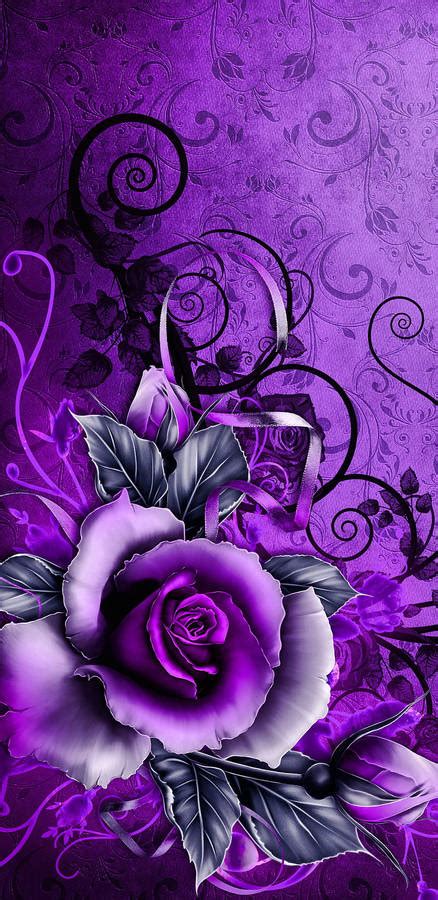 Descargar Fondos De Artede Flores Estéticas En Negro Y Morado