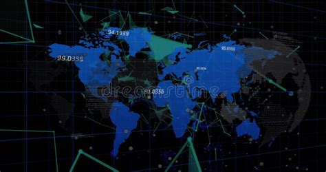 Animation Of Data Processing Over World Map On Black Background Stock Video Video Of Network