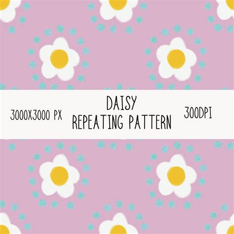 Daisy Repeating Pattern 300 Dpi Jpeg Digital Image 3000 X 3000 Pixels Spring Clip Art