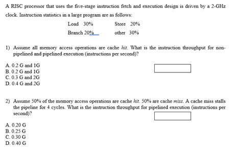 Solved A Risc Processor That Uses The Five Stage Instruction