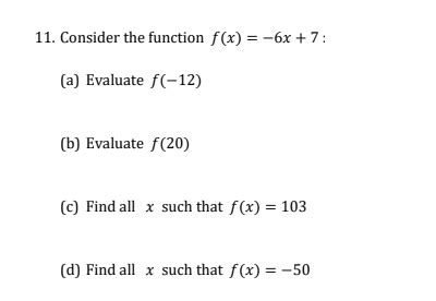 Solved 11 Consider The Function F X 6x 7 A Evaluate Chegg Com