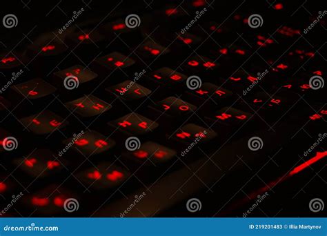 Backlit Gaming Keyboard Close Up Stock Image Image Of Business Wireless 219201483