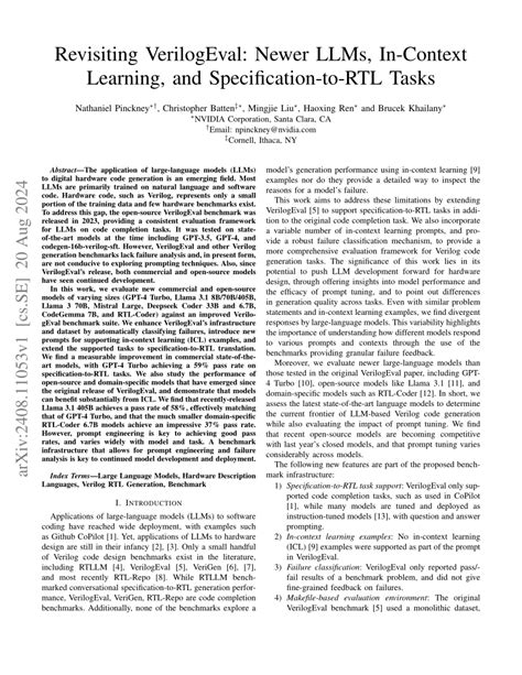 Pdf Revisiting Verilogeval Newer Llms In Context Learning And