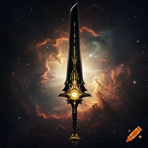 800 Ft Astral Sword Named Omega Vantheir Black And Gold On Craiyon