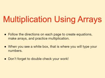Multiplication Using Arrays Practice By Cheryl Rosowski TpT