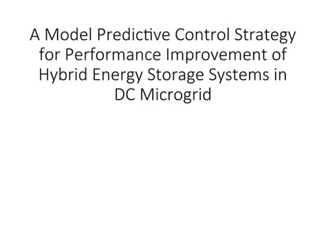 A Model Predictive Control Strategy For Performance Improvement Of