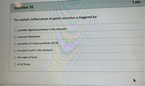 Solved 1 ﻿ptsquestion 10the Cephalic Reflex ﻿phase Of