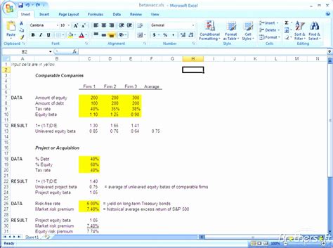 Wacc Excel Template