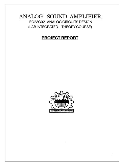 Analog Sound Amplifier Pdf Amplifier Capacitor