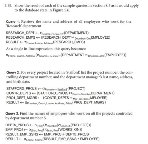 Solved 815 Show The Result Of Each Of The Sample Queries