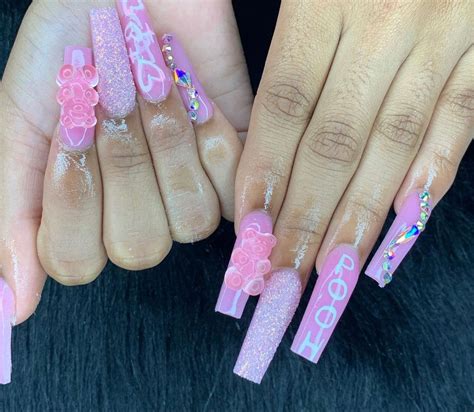 Pink Nails Pink Nails Pink Acrylic Nails Dope Nails