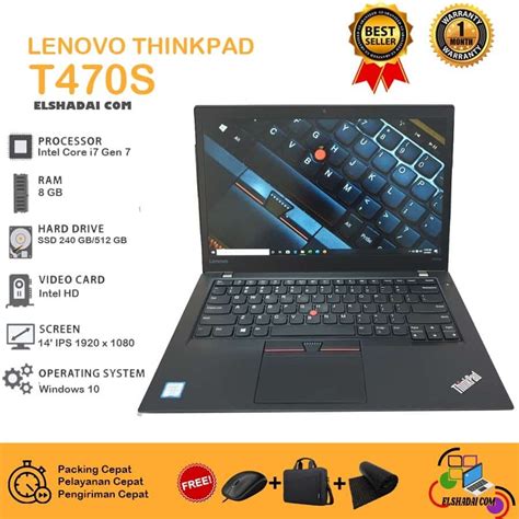 HARGA LAPTOP BEKAS Lenovo Thinkpad T470s Slim Core I7 Gen 7 Bukan Gen 6 Layar Full