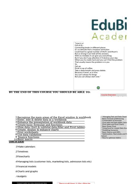 Excel Curriculum Pdf Microsoft Excel Computing
