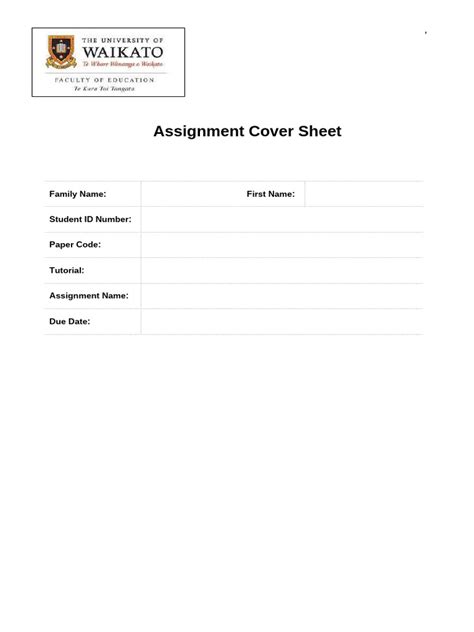 Assignment Cover Sheet Pdf