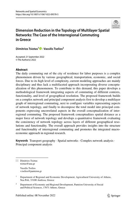 Pdf Dimension Reduction In The Topology Of Multilayer Spatial