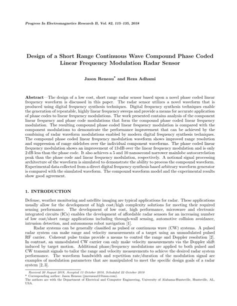 design of a short range continuous wave compound phase coded linear