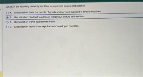Solved Which Of The Following Correctly Identifies An