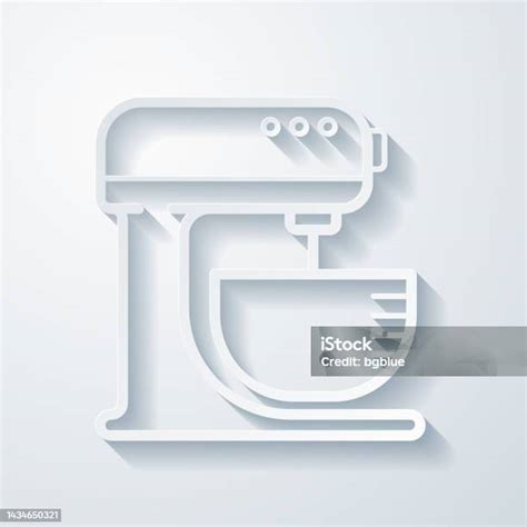 스탠드 믹서 빈 배경에 종이 잘라내기 효과가 있는 아이콘 0명에 대한 스톡 벡터 아트 및 기타 이미지 0명 3차원 형태 가정 생활 Istock