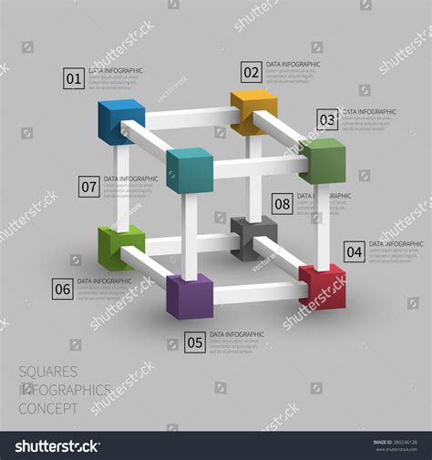 3d Cube Structure Nodes Vector Infographics Stock Vector Royalty Free