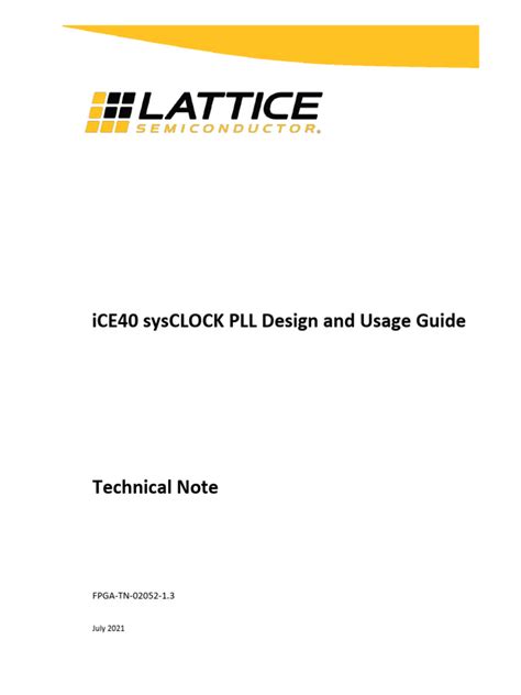 Fpga Tn 02052 1 3 Ice40 Sysclock Pll Design Usage Guide Pdf Electricity Computer Engineering