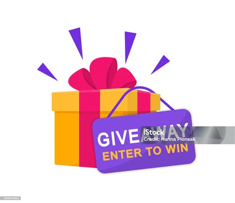 경품 포스터를 이기기 위해 입력합니다 깜짝 선물 상자 소셜 미디어에서 프로모션을 위한 포스터 템플릿입니다 경품 경품을 획득하십시오 벡터 그림입니다 가능성에 대한 스톡 벡터