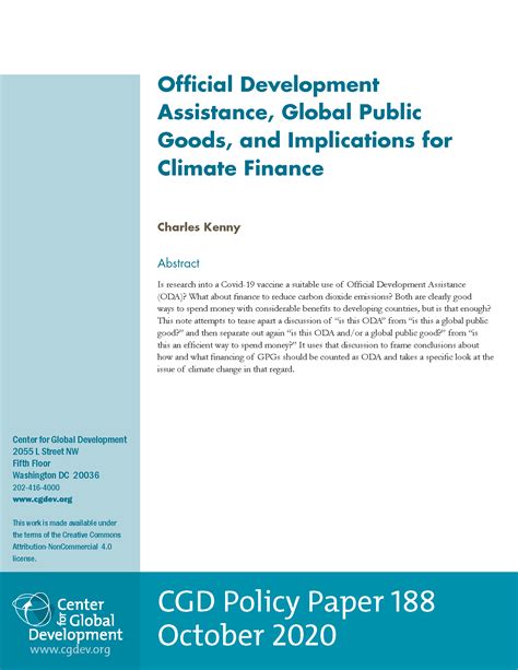 Official Development Assistance Global Public Goods And Implications