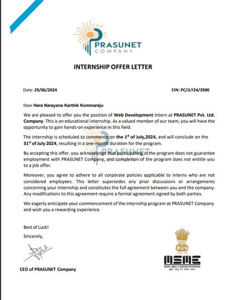 Kommaraju Hara Narayana Karthik On Linkedin Internship